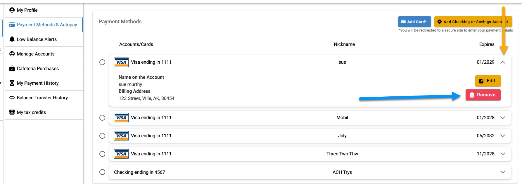 How do I add/remove a payment method? – MyPaymentsPlus